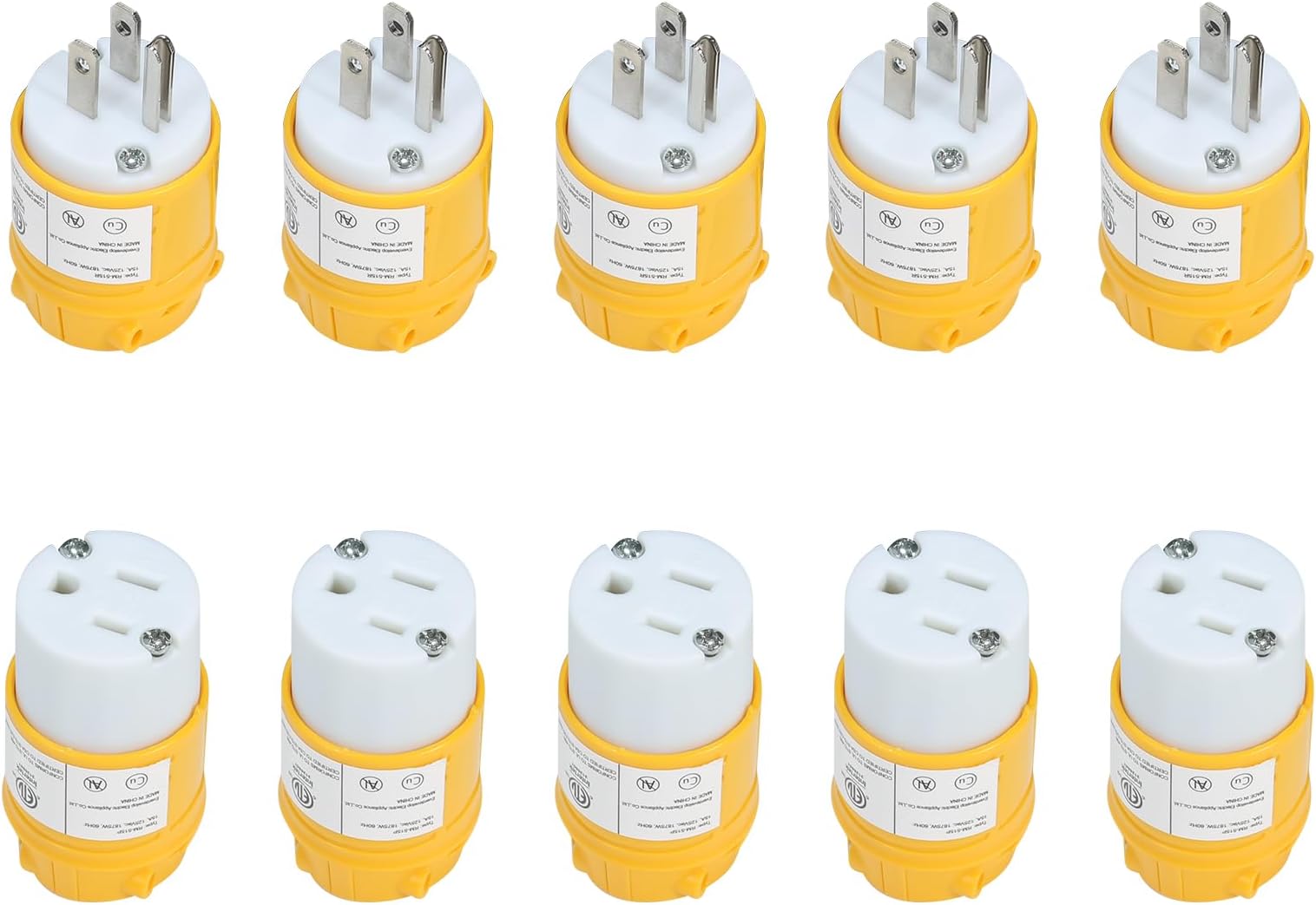 Leviton 515PV 15 Amp, 125V, Grounding Plug, 10 Pack, Yellowyellow ...