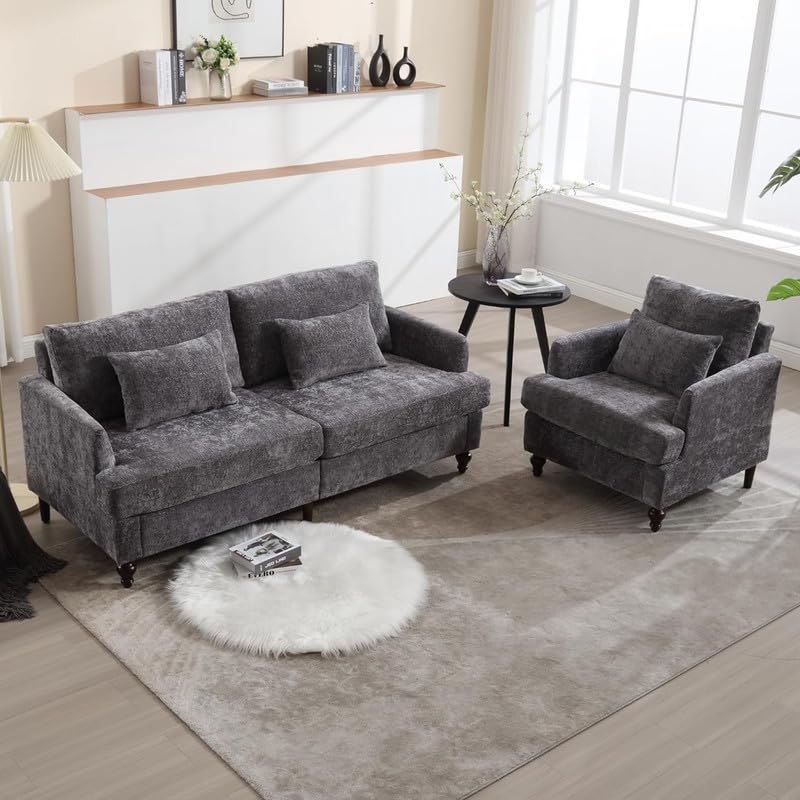 Amazon.com: AZSJML 2 Pieces Sofa Couch Set for Living Room, 68'' Mid ...
