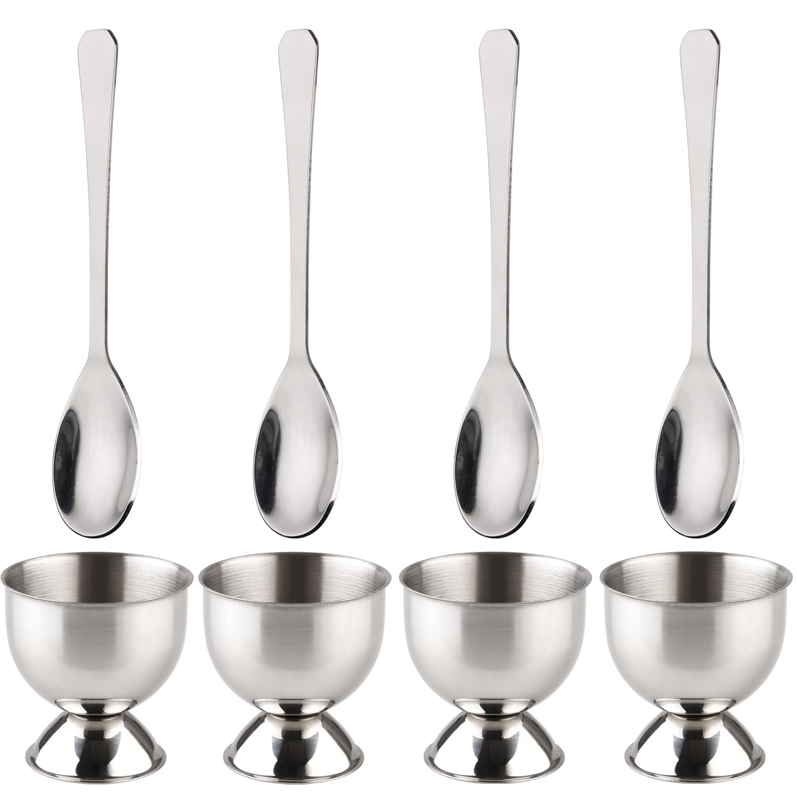 Egg Cup Set of 8 Include 4 Egg Cups 4 Egg Spoons for Soft Boiled Eggs ...