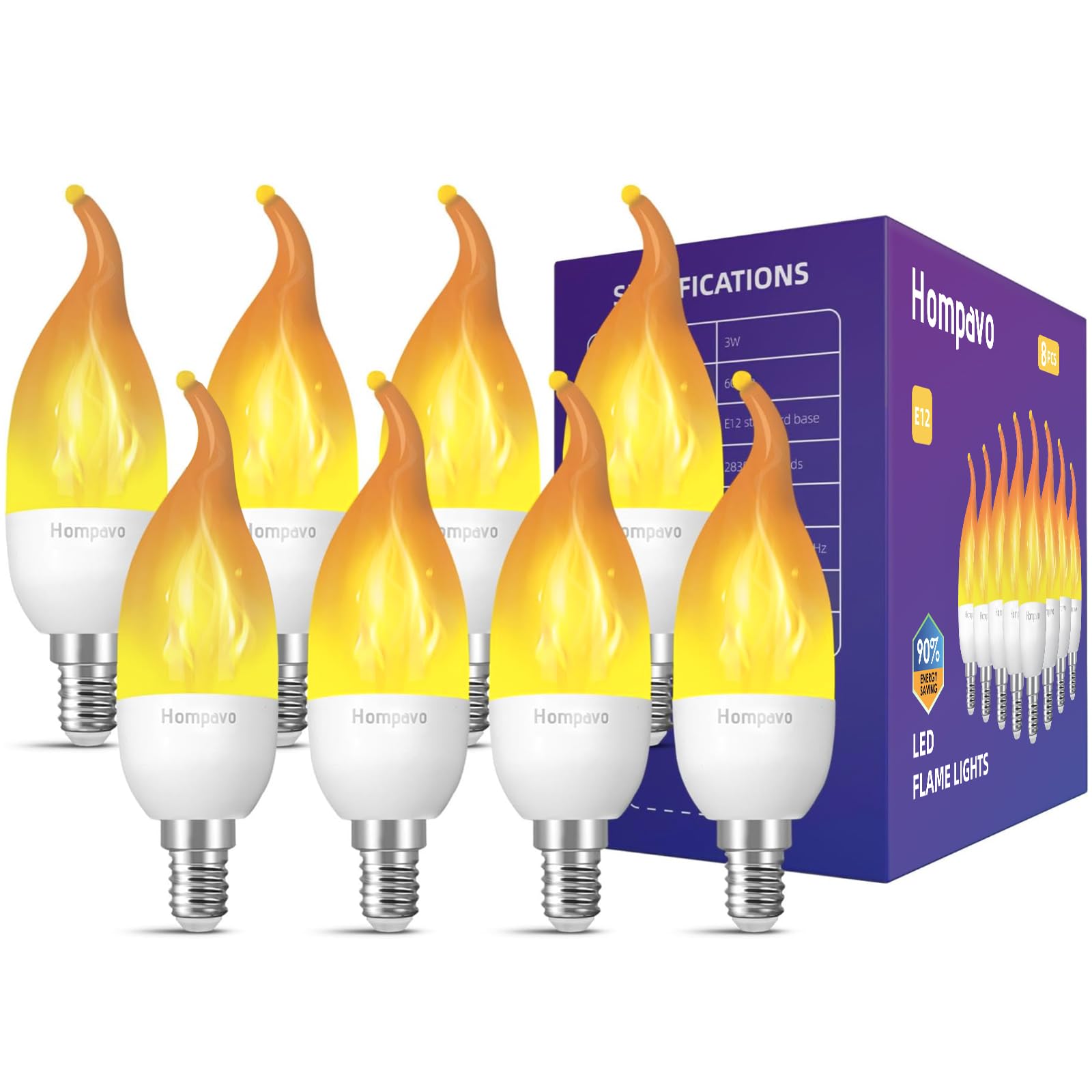 Hompavo 【Upgraded LED Flame Light Bulbs, 3 Modes Flickering Light Bulbs ...