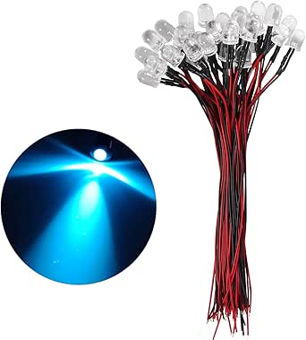 30Pcs 10mm LED Lights Emitting Diodes Pre Wired DC 12V Blue Color LED ...