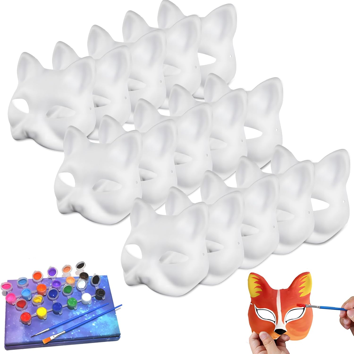 Amazon.com: Hyuetrsa 15 Pcs Cat Therian Mask with 1 Pack Painting Set ...