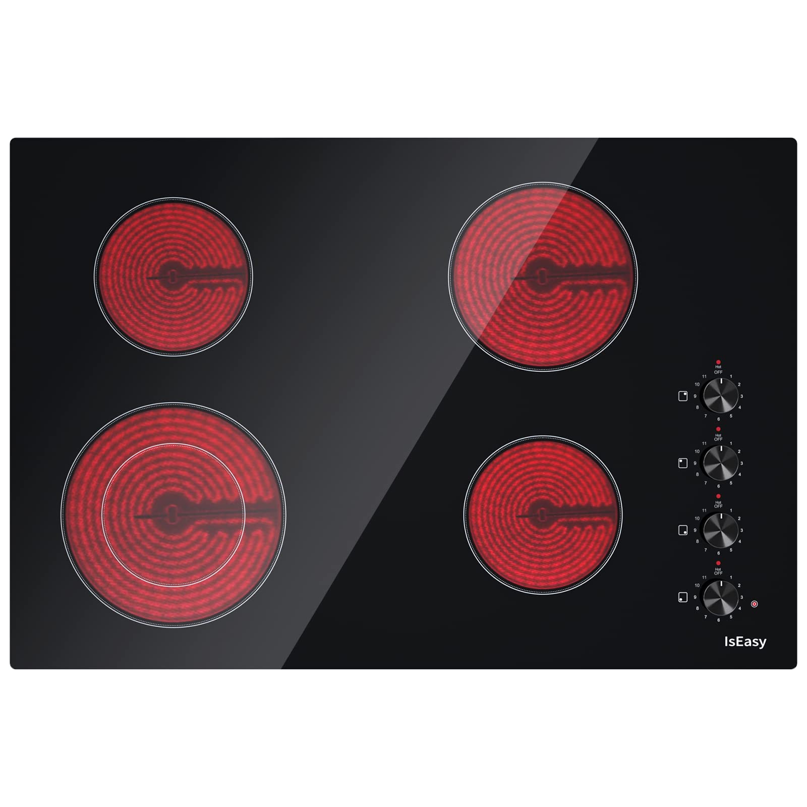 Amazon.com: IsEasy 30-Inch Electric Cooktop, 4 Burner Built-In Ceramic ...