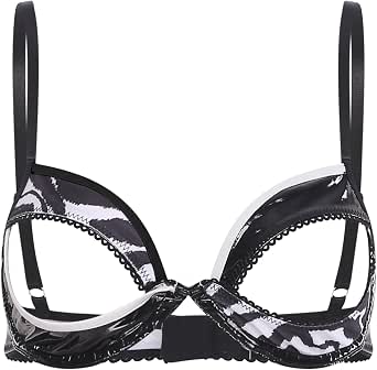 Agoky Womens Exposed Breast Demi Half Shelf Bra Hollow Out Balconette ...