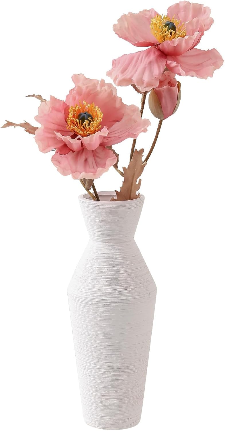 Amazon.com: Tall Decorative White Flower Ceramic Vase, Boho Vase, Home ...
