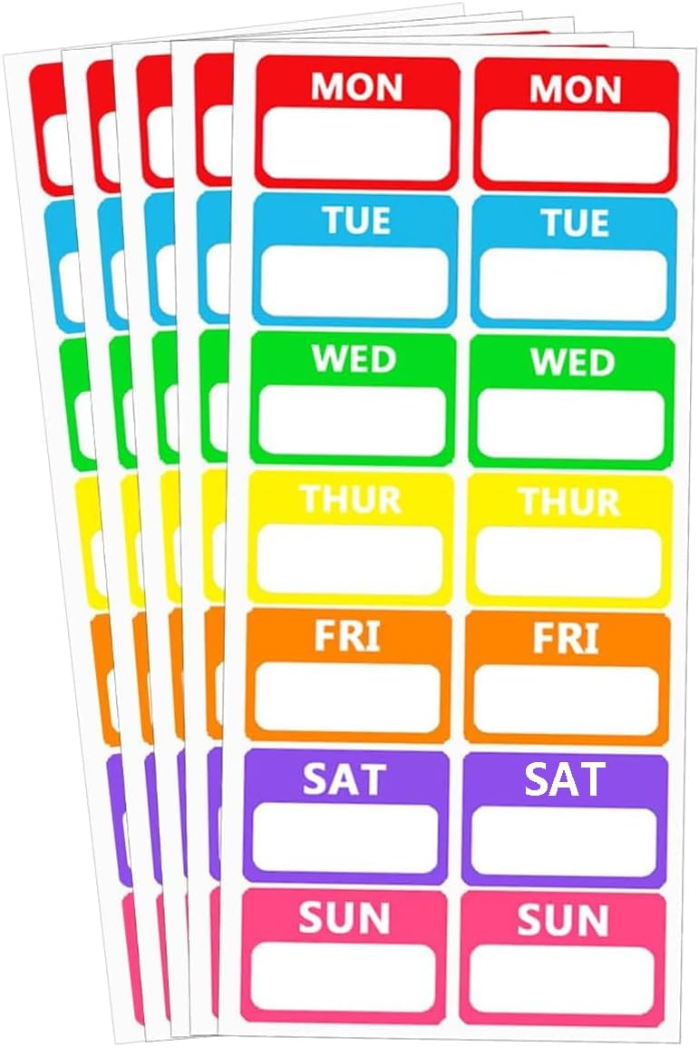 Amazon.com : Top label Colorful Day Labels,Day of The Week Labels,Color ...