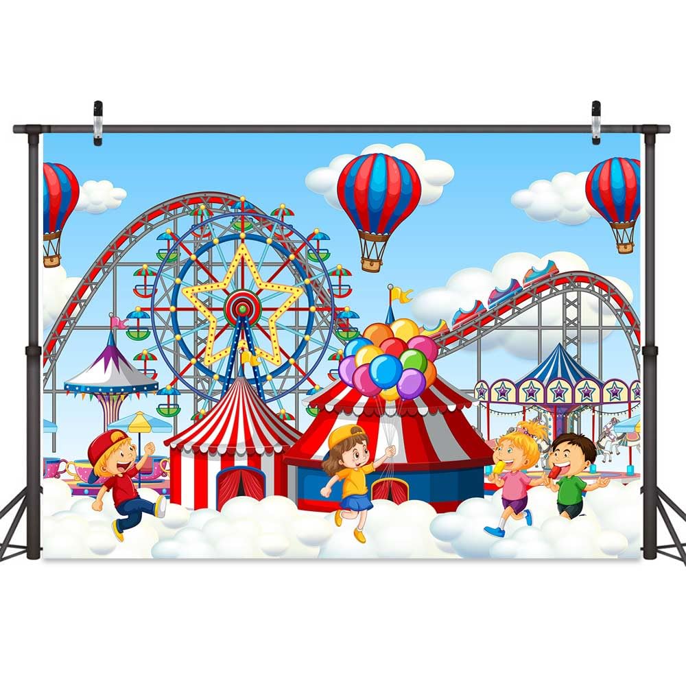 7 X 5ft Kids Circus Backdrop Carnival Red Blue Amusement | Desertcart ...