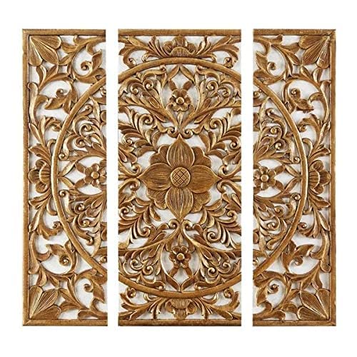 Buy WoodIdea Wooden Square Wall Panel in Antique Gold Set of 3 Panel ...