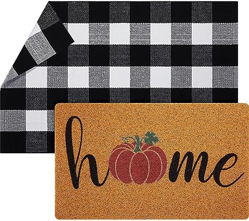 Amazon.com: Nuanchu 2 Pcs Fall Rug for Front Porch Decor Doormat Combo ...