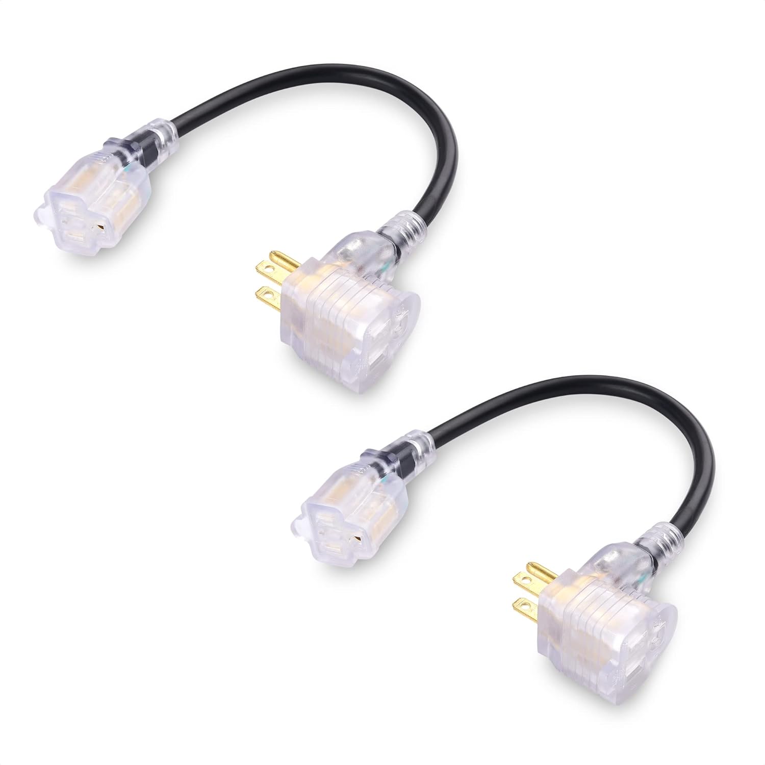 Cable Matters 2-Pack 2-Outlet Short Extension Cord 1 ft, Pigtail ...