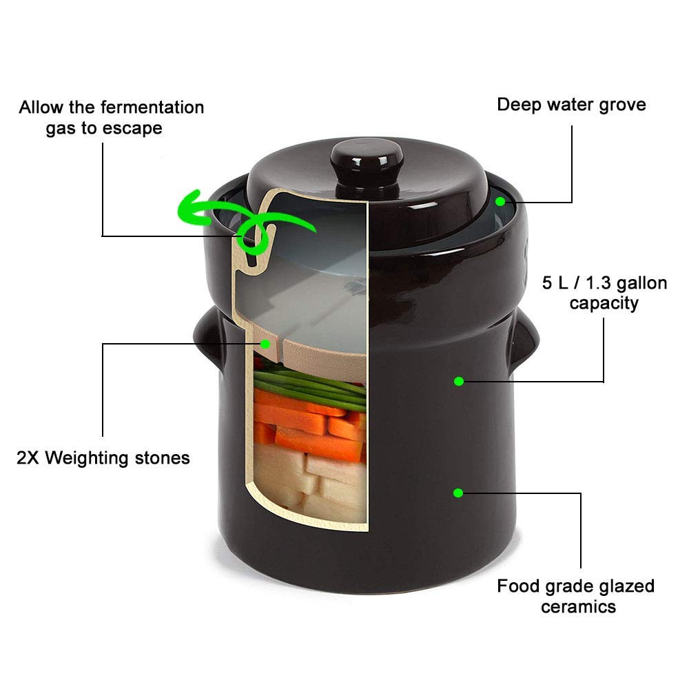 Snapklik.com : Seeutek Fermentation Crock Jar 5 Liter / 1.3 Gallon ...
