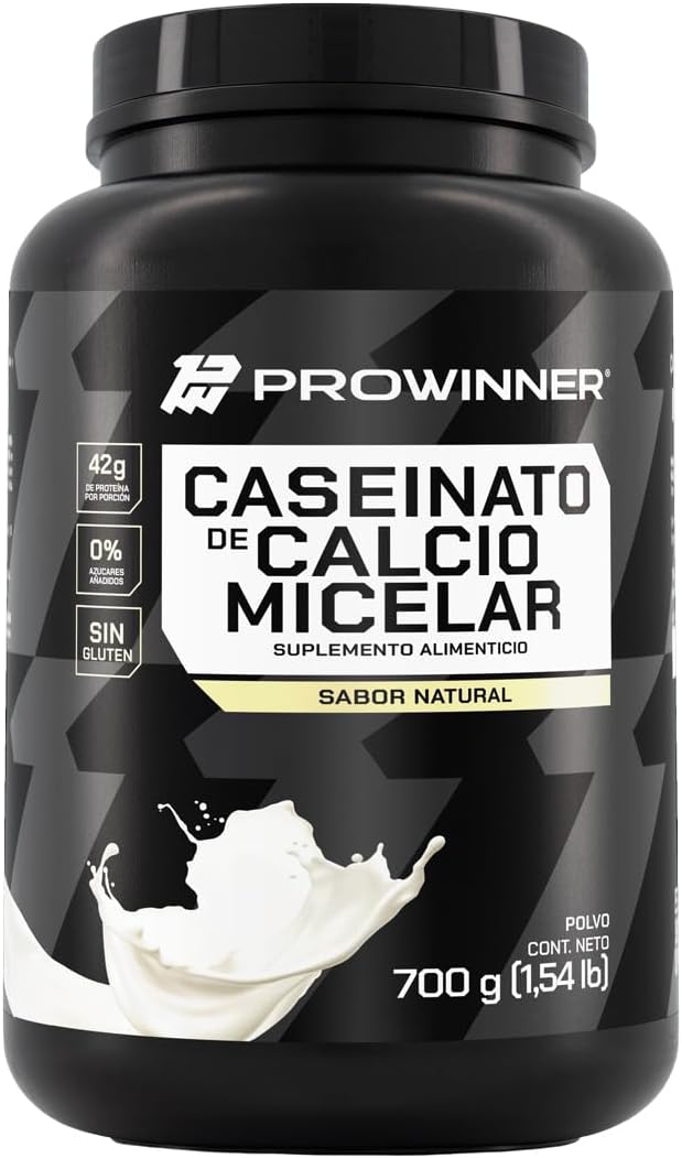 PROWINNER | Caseinato de Calcio Micelar Natural 700 g | 42g de proteína por porción, Con ...