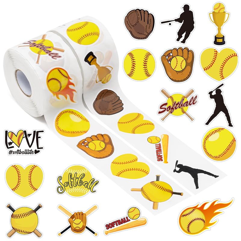Amazon.com: A1diee Softball Roll Vinyl Stickers - 1000Pcs in 2 Rolls ...