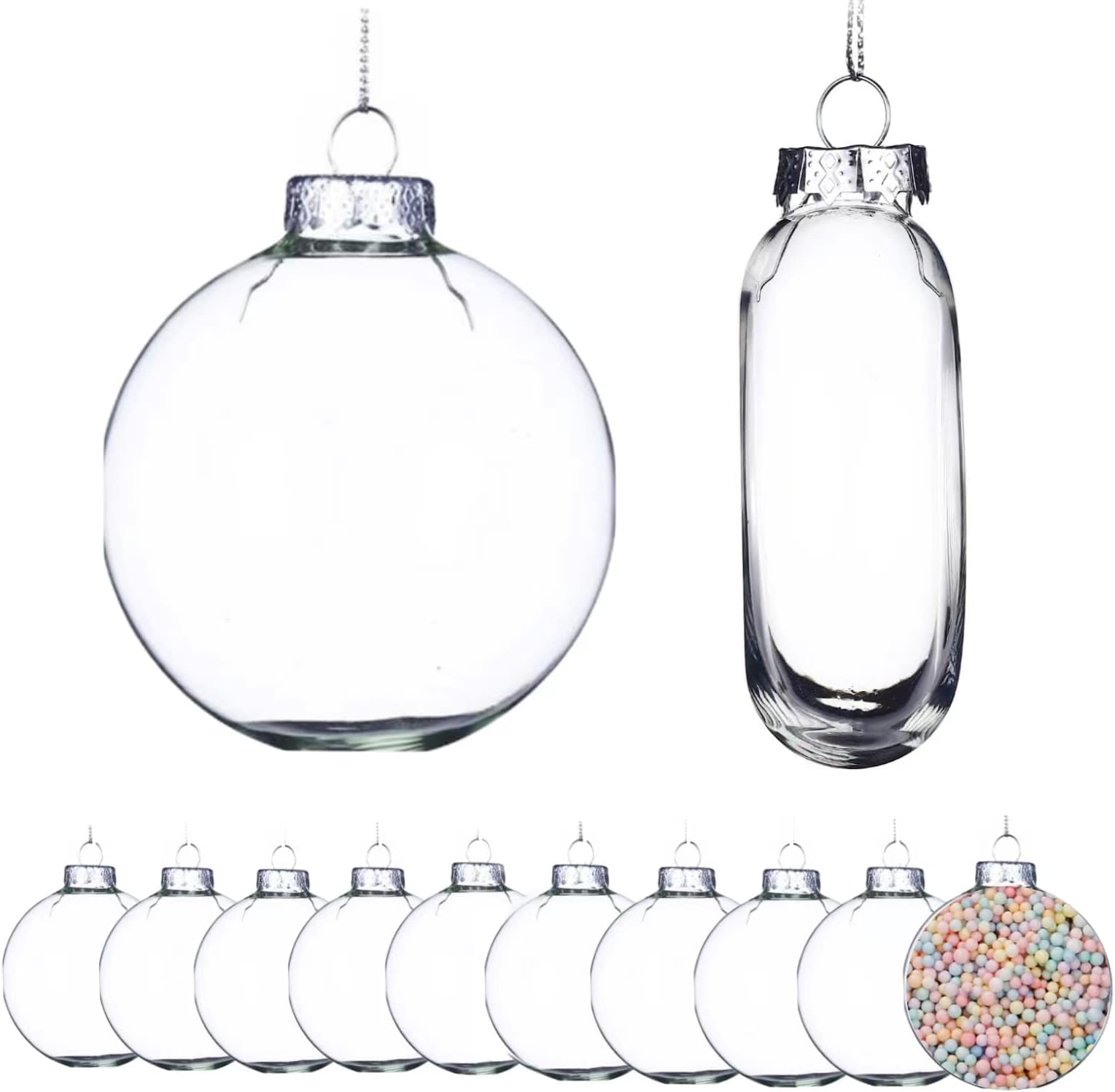 Amazon.com: SparkleStyle Clear Round Glass Christmas Tree Baubles ...