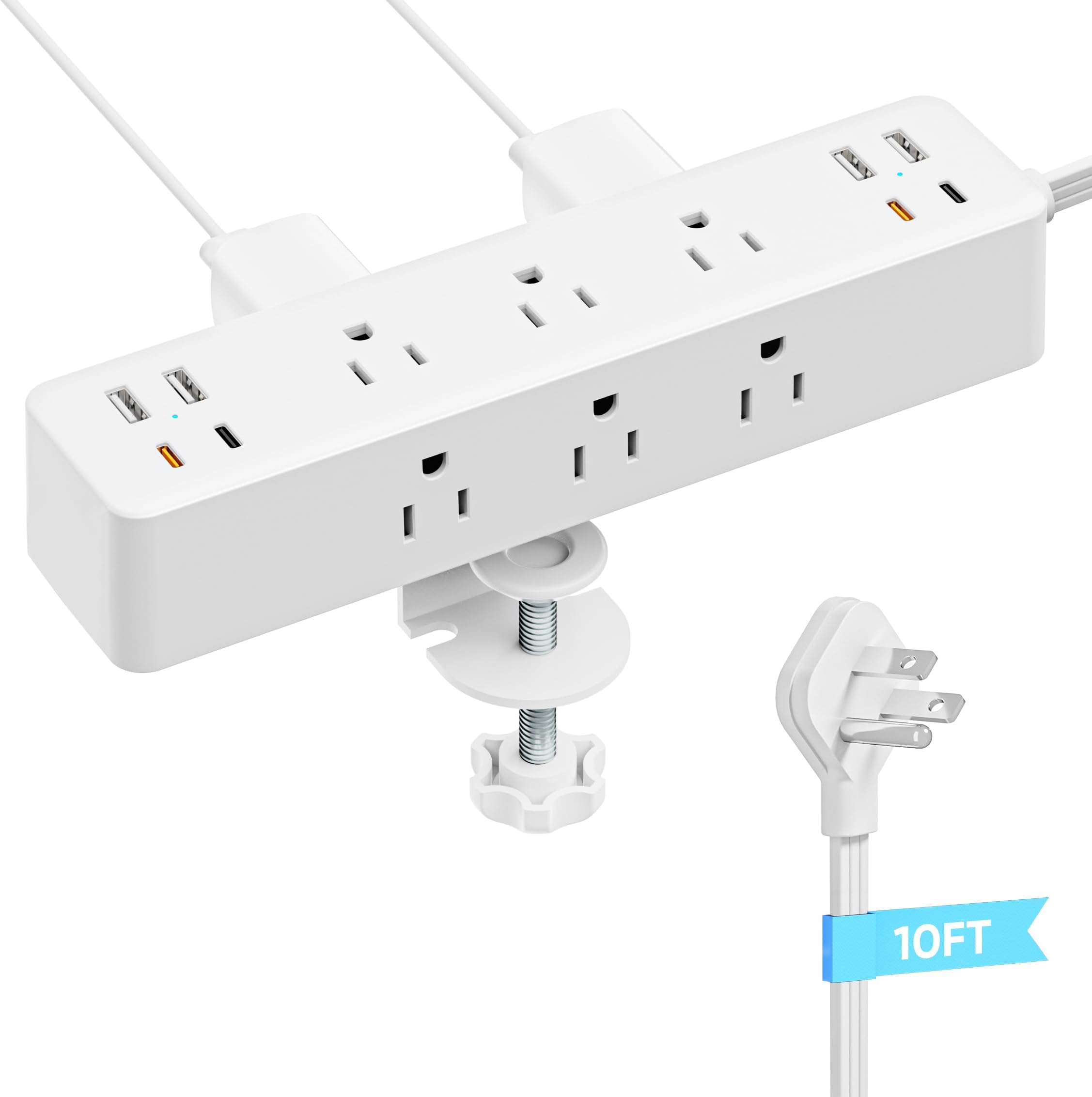 Amazon.com: 65W Fast Charging Station,Desk Clamp Power Strip,2 PD USB-C ...