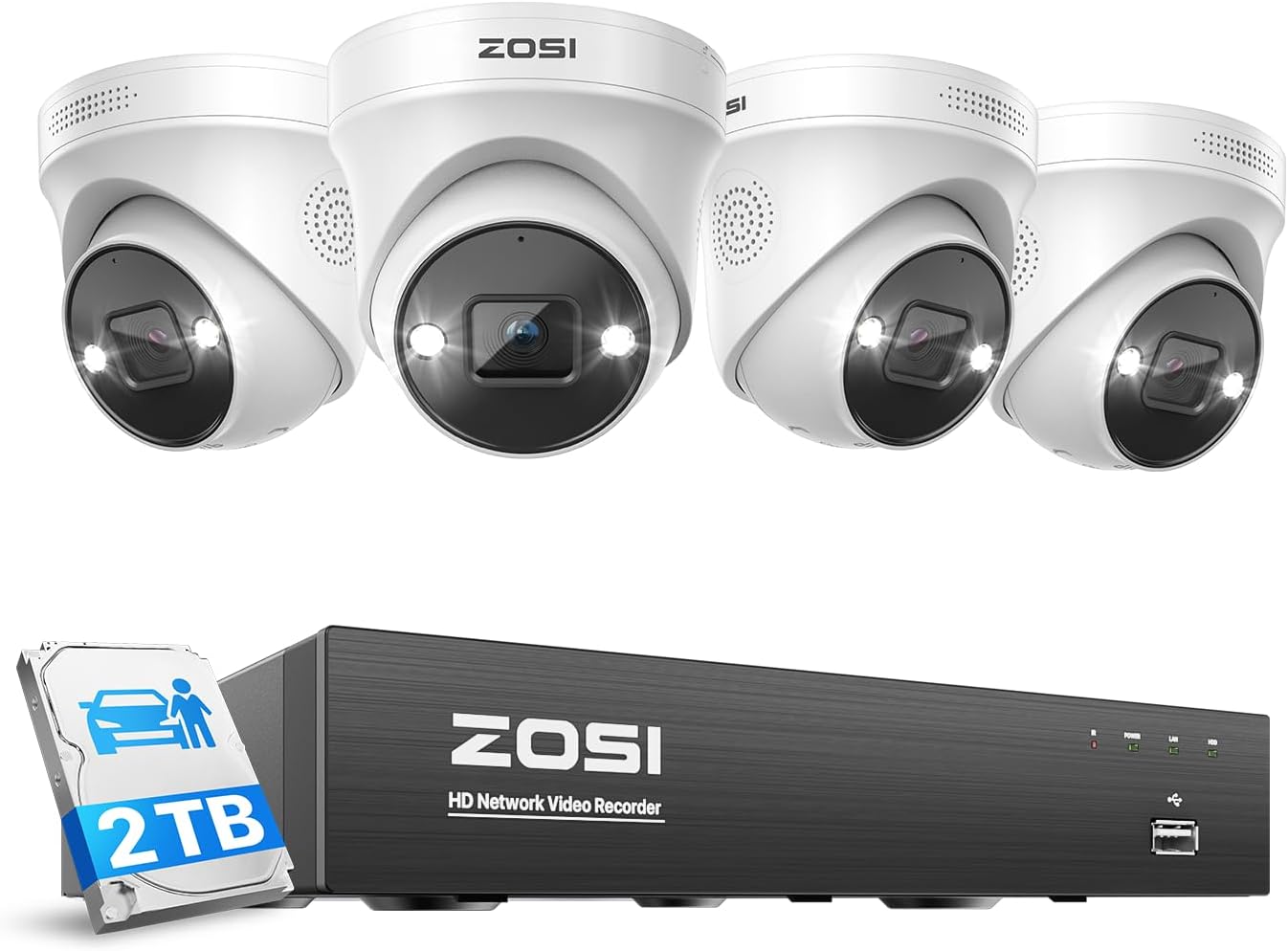 ZOSI 4K NVR 5MP PoE CCTV Security Camera System, 8-Port 16CH NVR with ...