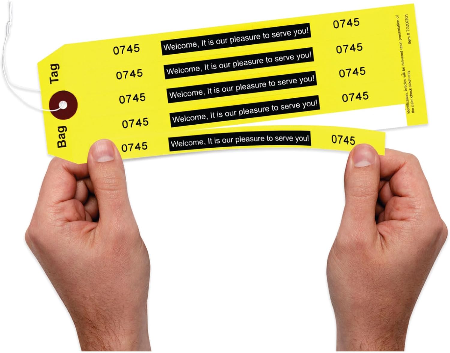 Amazon.com : 100 Tags. Bright Yellow Hotel Baggage Claim Check Tag with ...