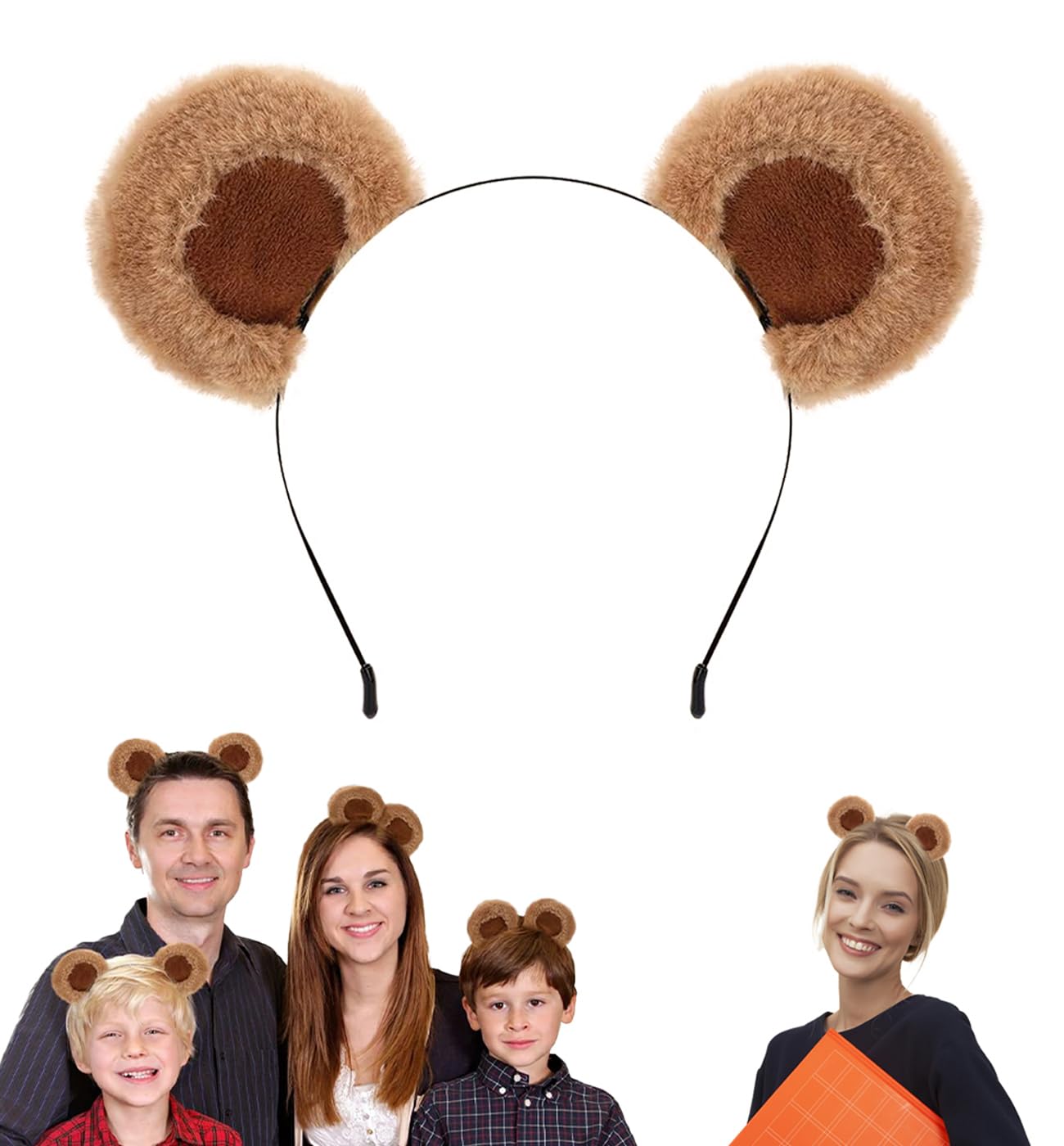 Amazon.com: Beviliu Brown Bear Ears Cute Headband Fluffy Grizzly ...