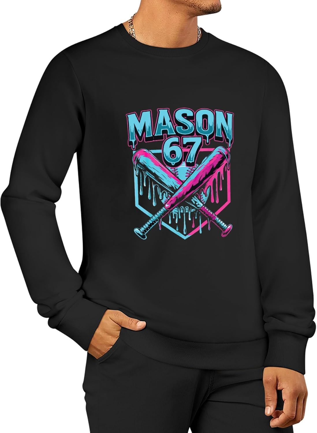 Amazon.com: Fun Baseball Neon Ice Cream Drip Pullover Soft Stylish Long ...