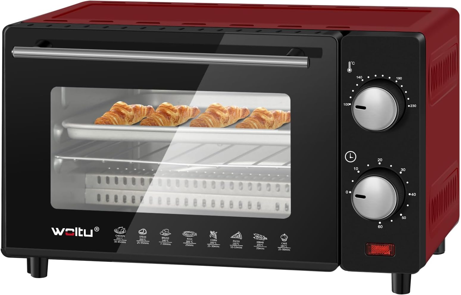 WOLTU Mini Backofen 10 Liter, kleiner Backofen, Pizza-Ofen, 100-230 °C ...