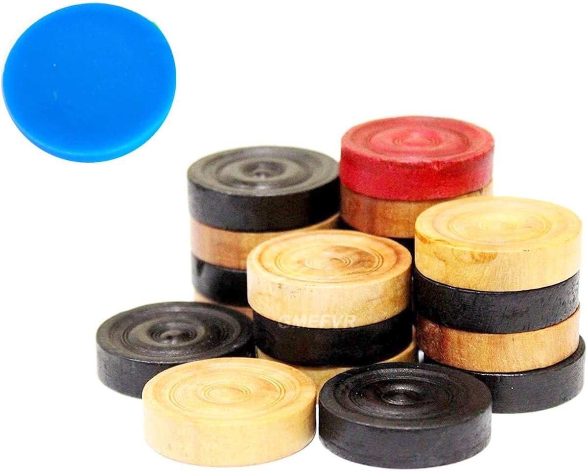 Buy Skart Carrom Coins Set, 21 Pieces with 2 Strikers, 6MM Acrylic ...