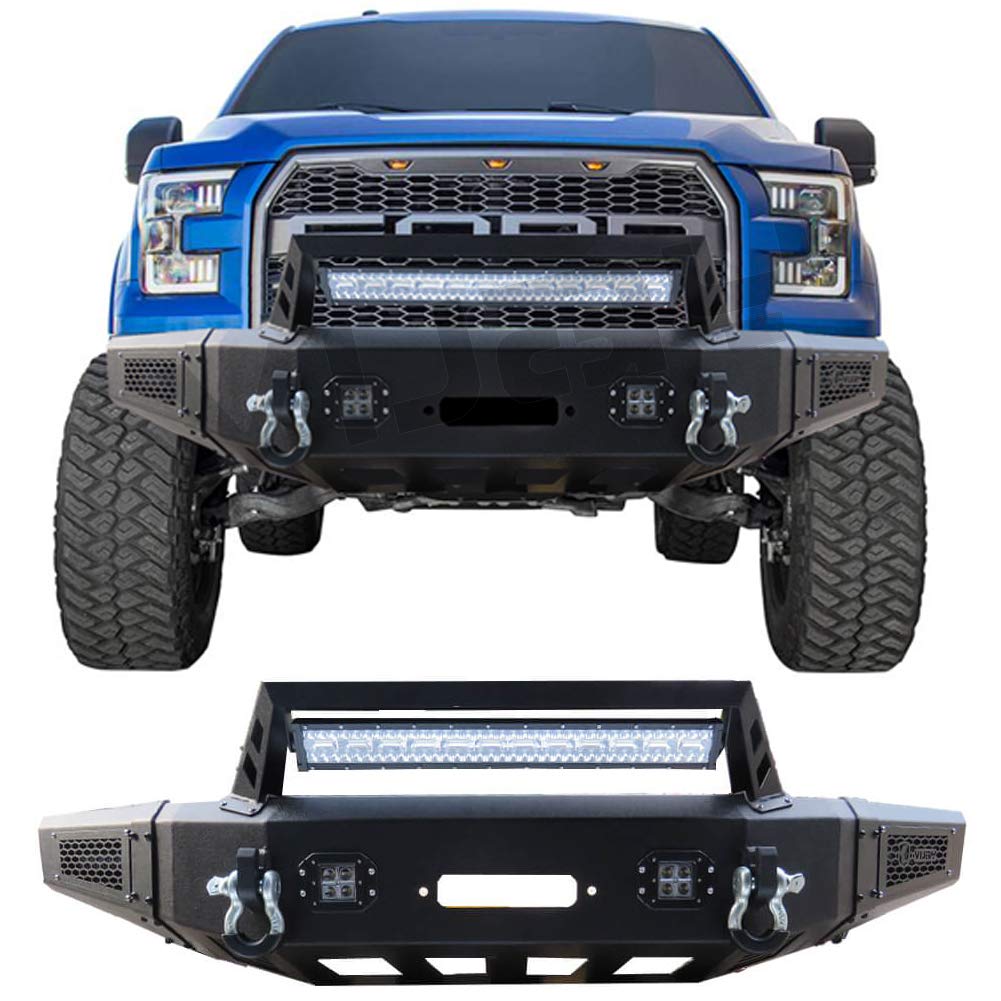 Vijay Front Bumper Texture Black With Winch Plate and LED lights and ...