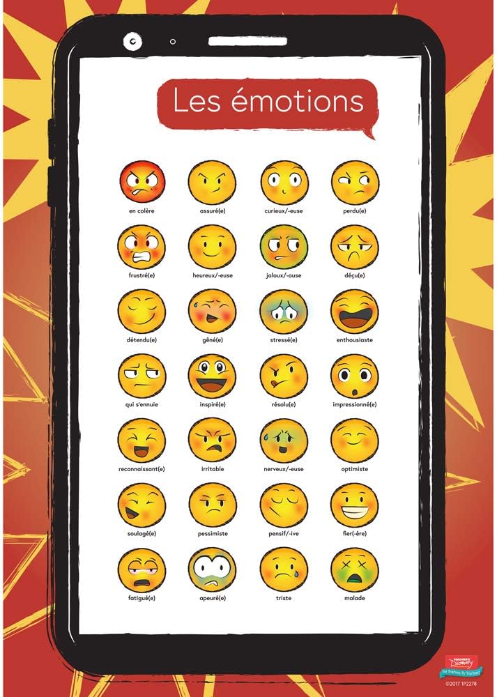 Amazon.com: Teacher's Discovery Emoji Emotions French Poster : Office ...