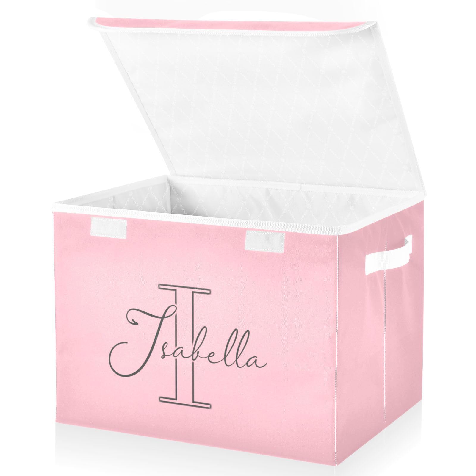 Amazon.com: Pink Custom Storage Bins with Lid Foldable Personalized ...