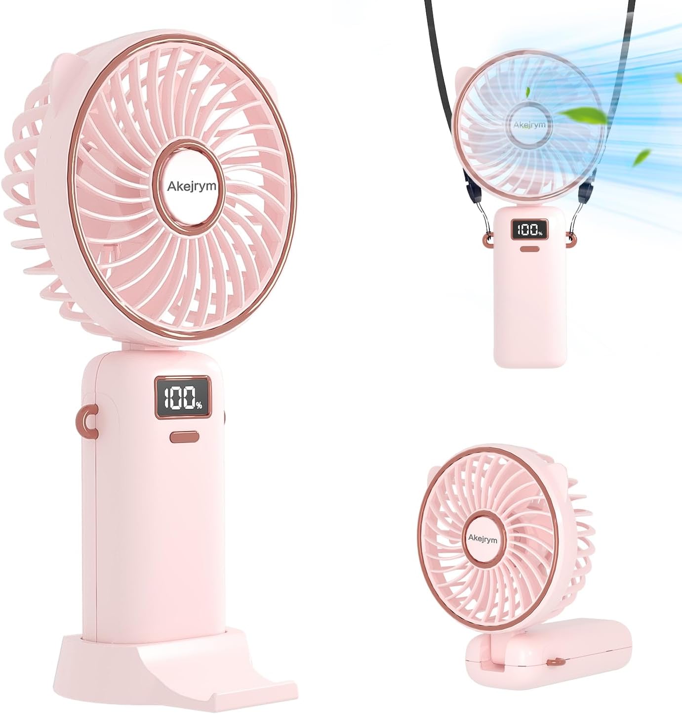 Amazon.com: Akejrym Portable Fan for Travel,Handheld Fan 4000mAh, LED ...