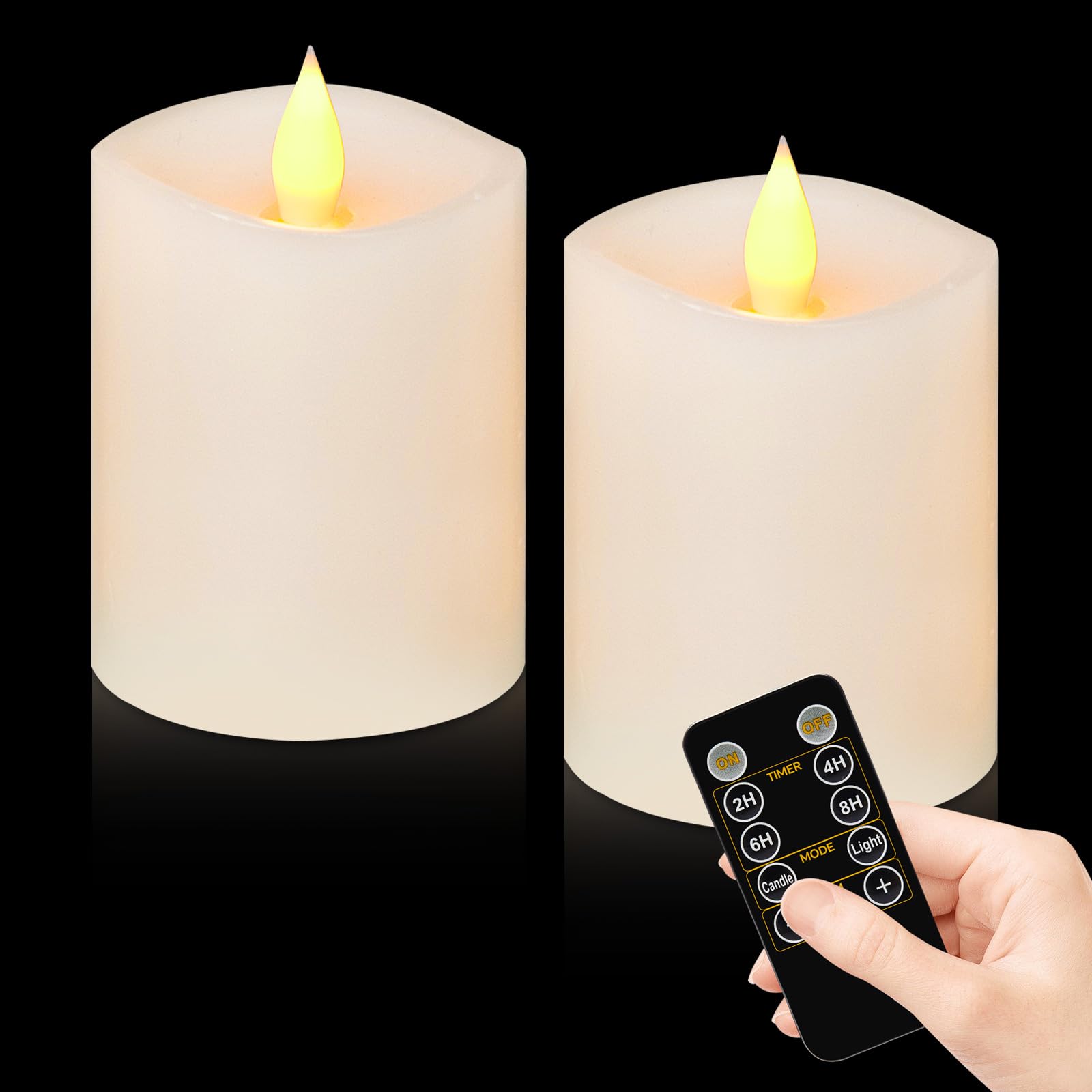 Amazon.com: Woocodowe 2-Pack 3x4 inch Flameless Candles: Realistic ...