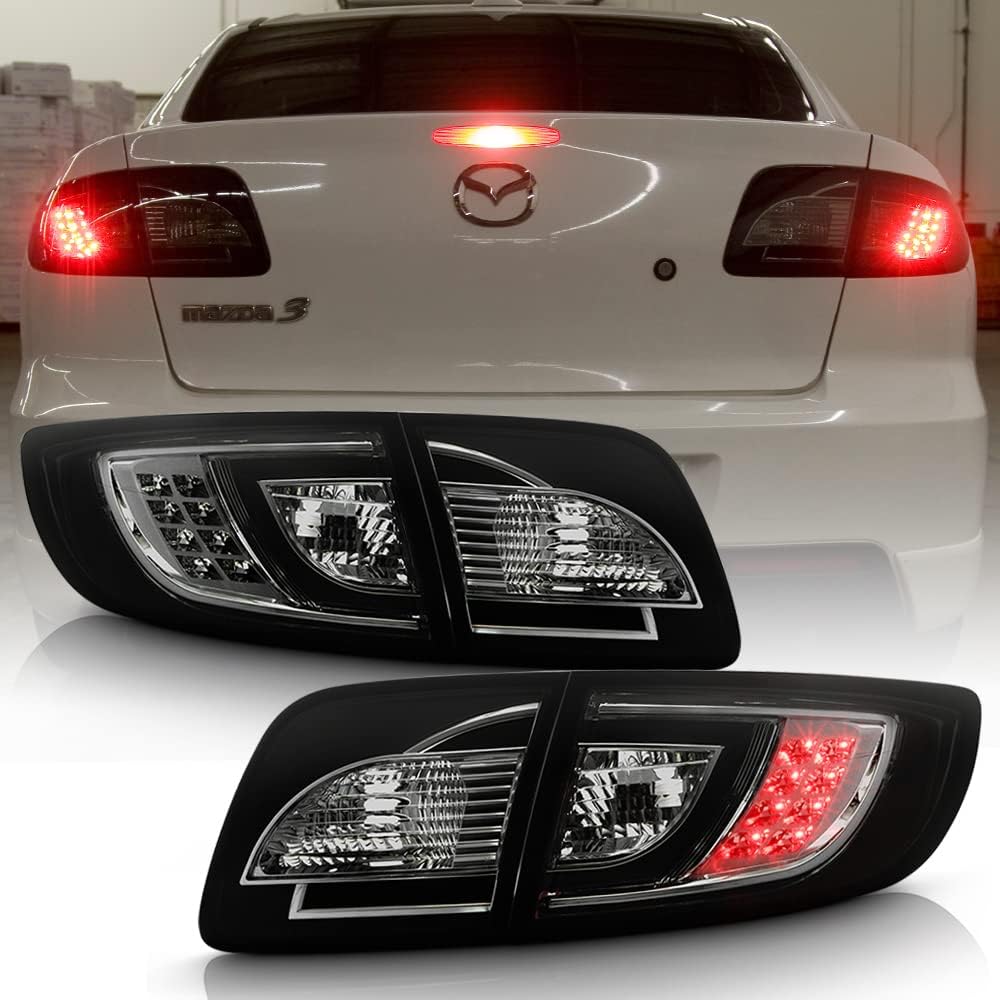 Amazon.com: AKKON - For Mazda 3 4 Doors Sedan Black Bezel DRL Daylight ...