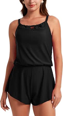 ECUPPER Women one Piece Romper Swimsuit with Short Modest Swim Dress ...