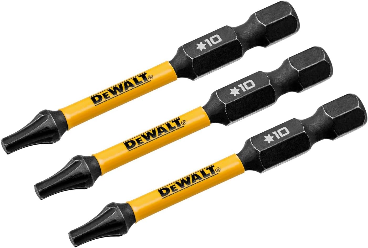 DEWALT FLEXTORQ Torx T10 Bits 3Pk, 1/4 x 2-1/4in for Impact Drivers ...