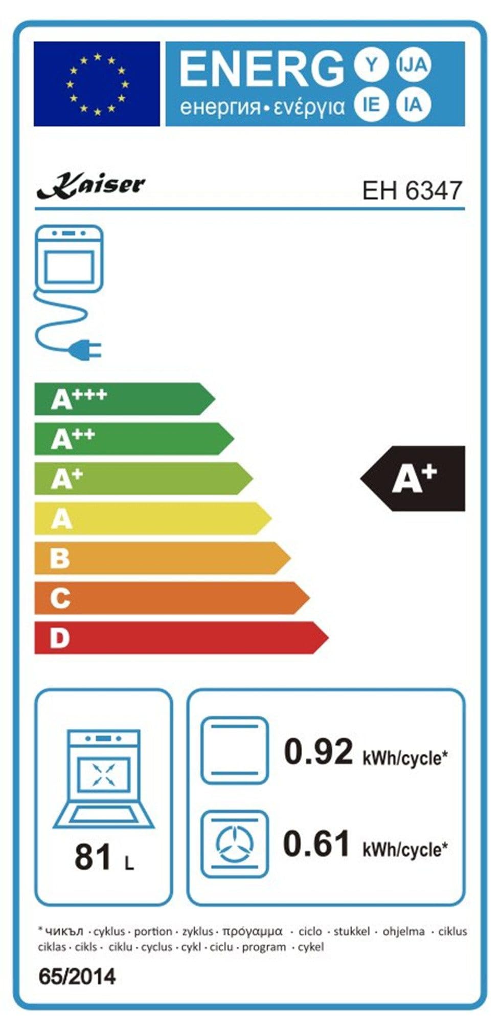Kaiser EH 6347 Einbaubackofen Elektro Pyrolyse Graphitgrau Matt Moire ...