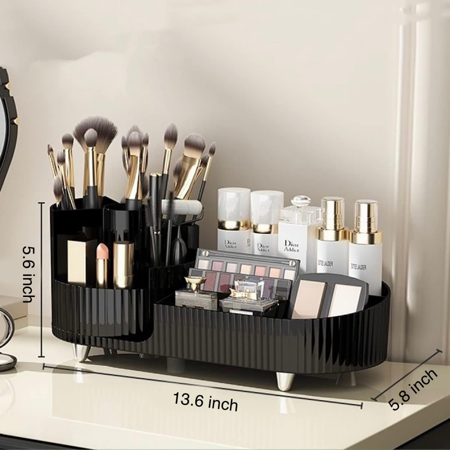 Bingobang 2 In 1 Makeup Organiser with Brush Holder, Rotating ...