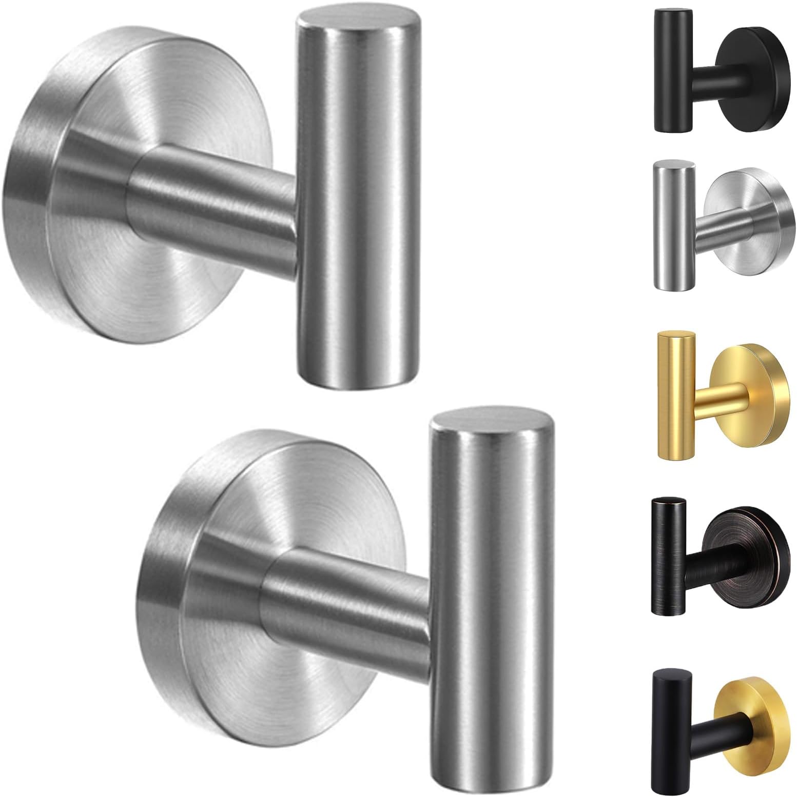 Kruodop Towel Hooks for Bathroom,2 Packs Wall Mount Towel Holder, Matte ...