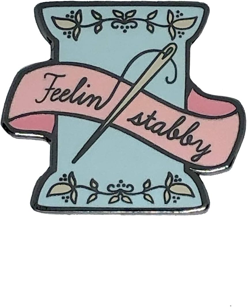Amazon.com: Pink & Blue Feeling Stabby Needle and Spool Hard Enamel ...