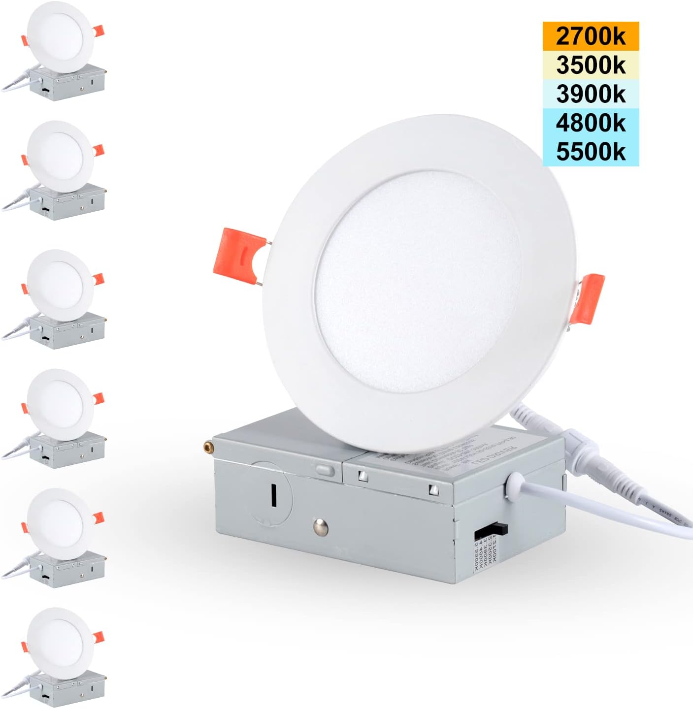 Temgin 6 Pack 6 inch Dimmable LED Recessed Ceiling Light, 2700K-5500K ...