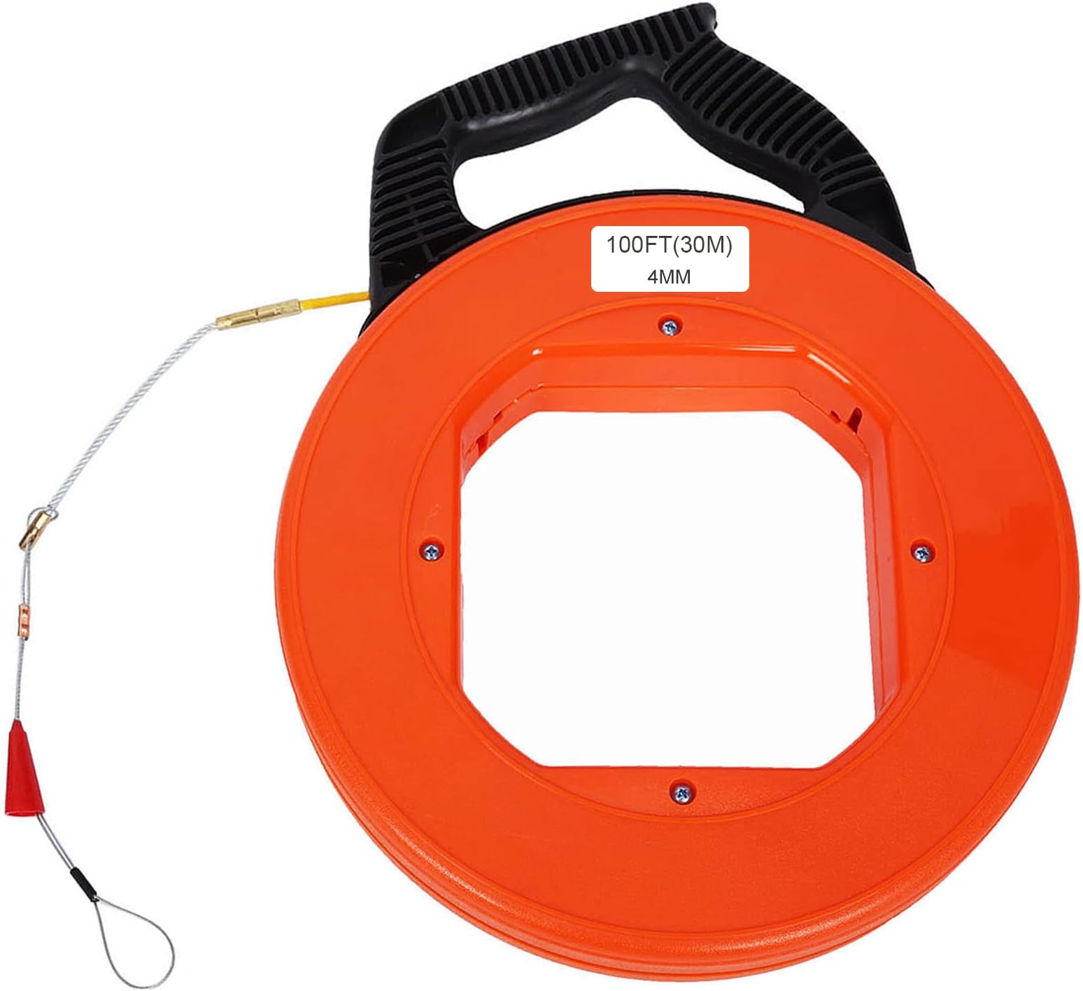 KINJOEK 100 Feet Steel Fish Tape in Red Plastic Housing Retractable ...