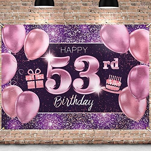 Amazon.com: PAKBOOM Happy 53rd Birthday Banner Backdrop - 53 Birthday ...