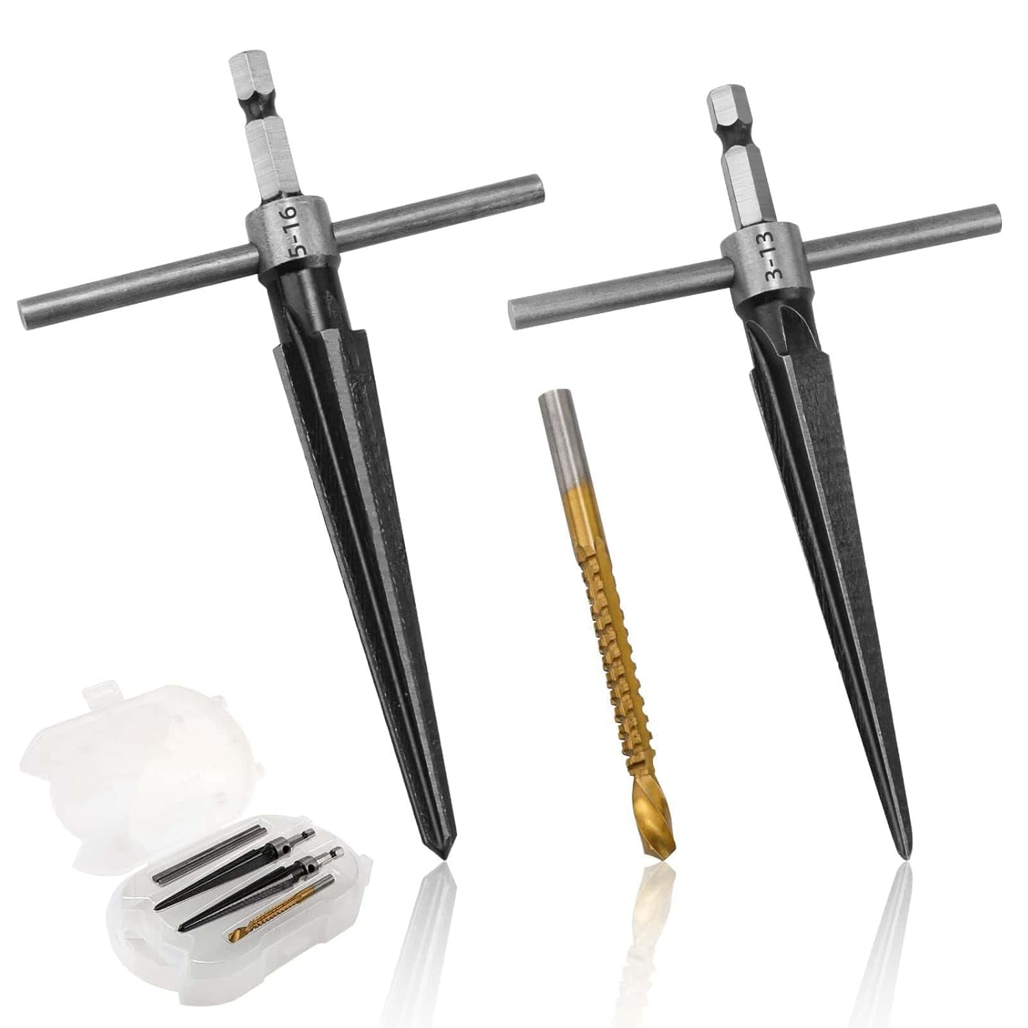 Xfopz 5pcs Tapered Reamer Tool Set, 3-13mm (1/8''-1/2'') & 5-16mm(1/2 ...