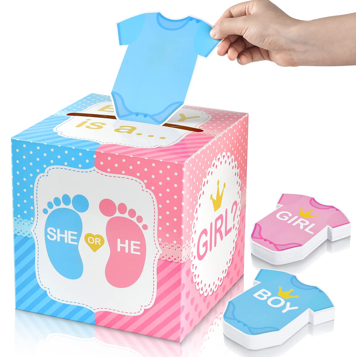 Gender Reveal Voting Box with 100 Ballot Cards,Party Invitations and ...