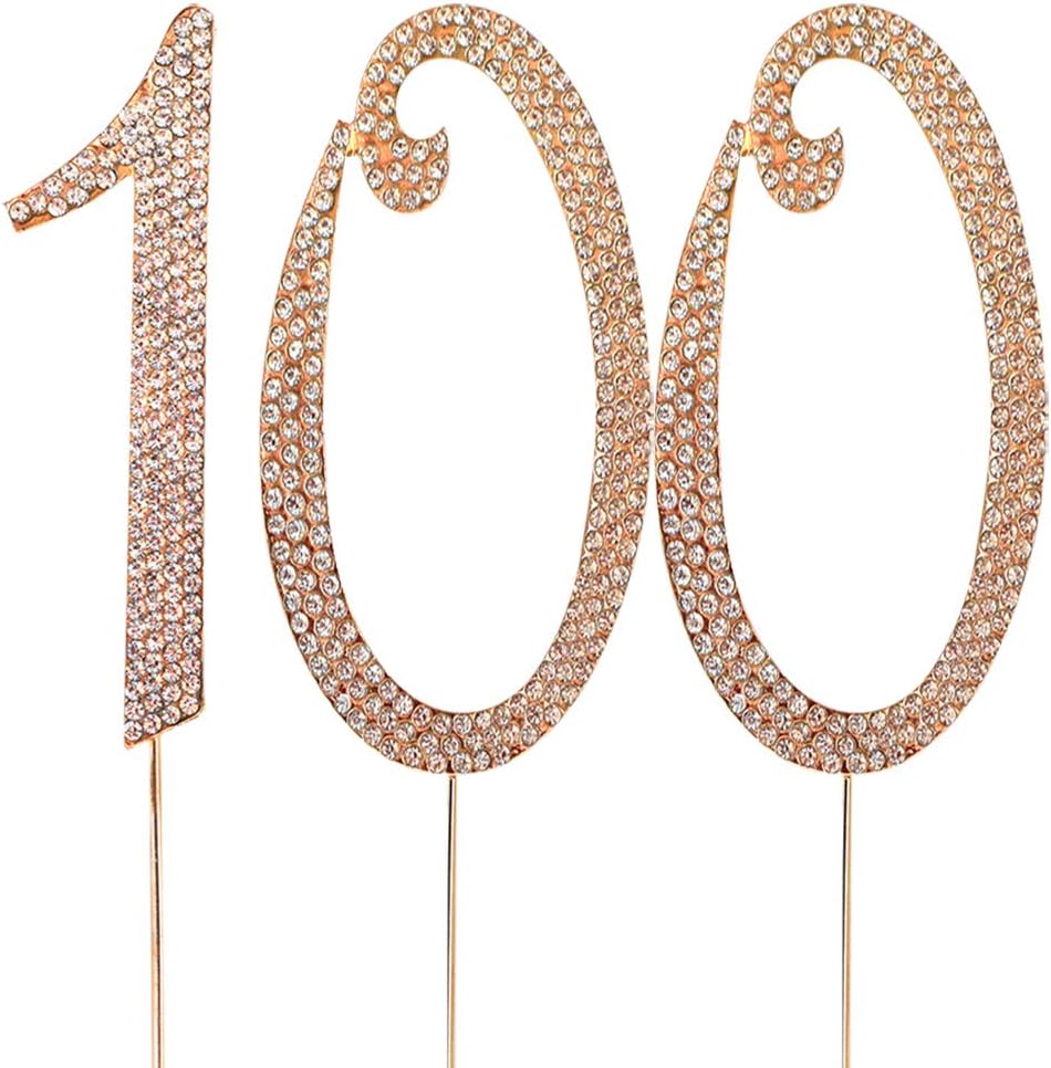 Amazon.com: MAGJUCHE Gold 100" Crystal Cake Topper, Number 100 ...