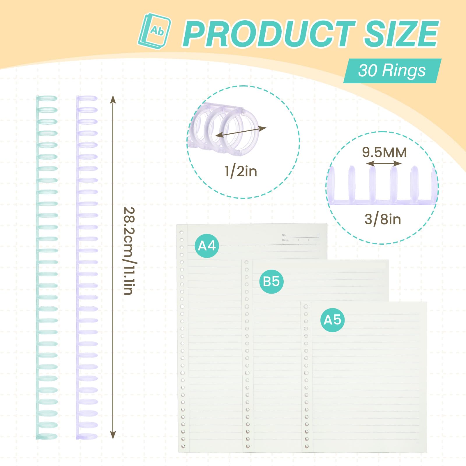 Snapklik.com : 15 PCS Plastic Binding Combs, 30 Rings Spiral Binding ...