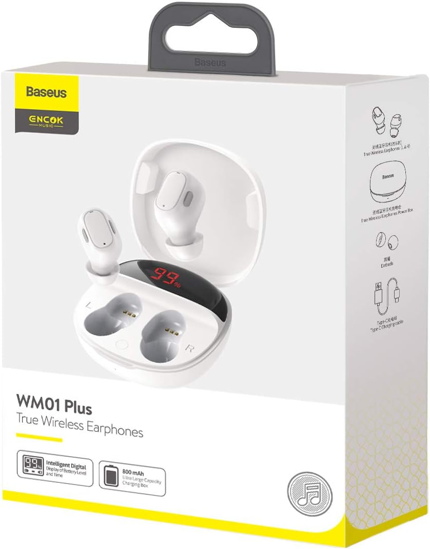 Baseus Encok WM01 Plus True Wireless Bluetooth in-Ear Headphones, White ...