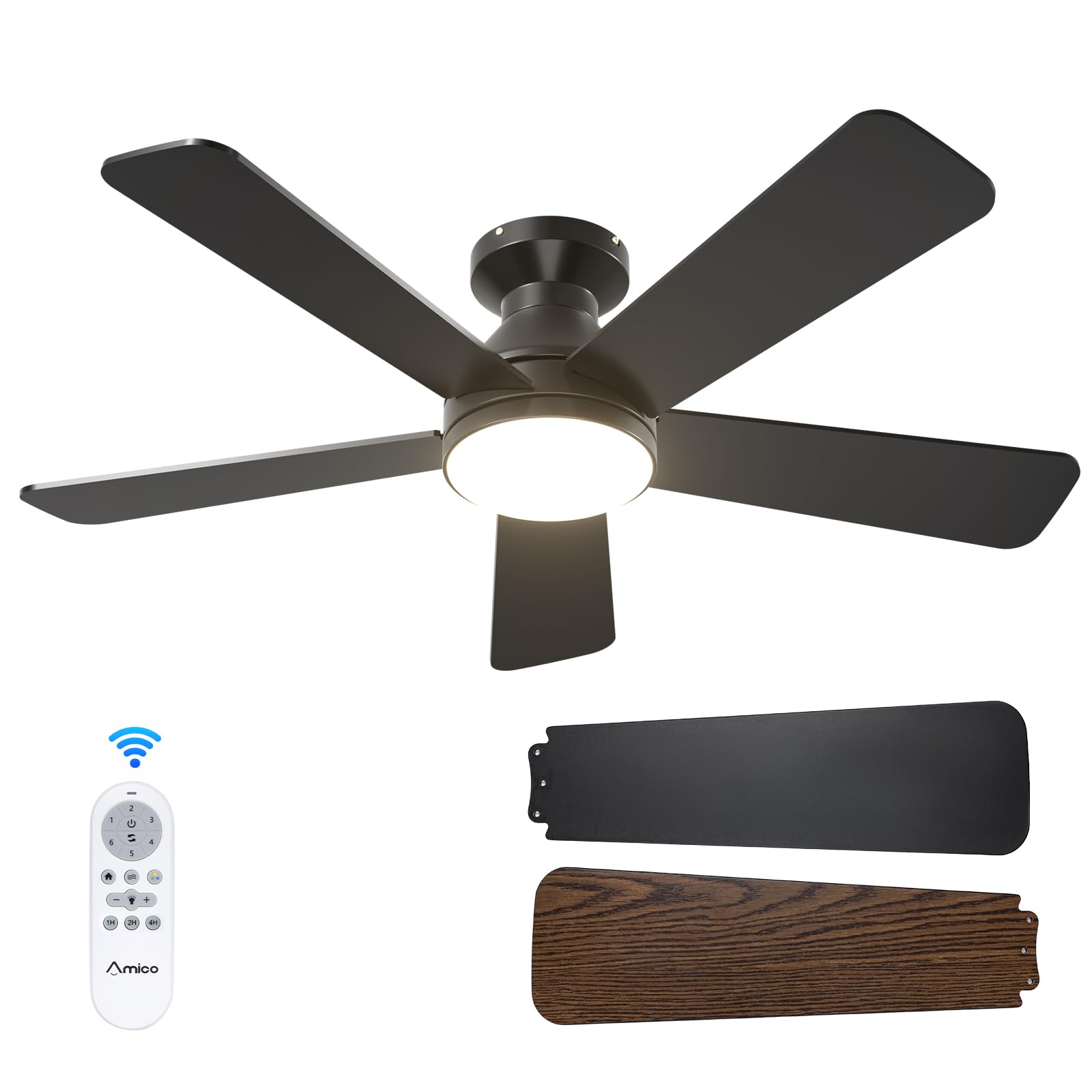 Amazon.com: Amico Ceiling Fans with Lights, 42 Inch Low Profile Ceiling ...