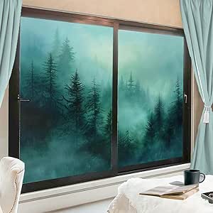 Amazon.com: FOCCAFB Modern Forest Window Film Heat Blocking Natural ...
