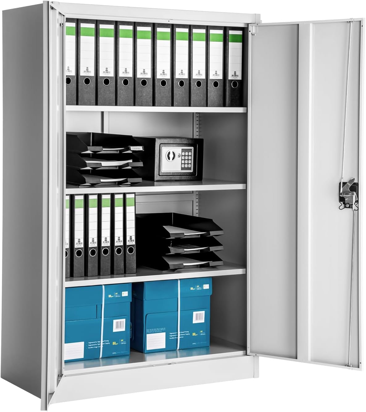 Panana Office Storage cupboard, 4 Tier & 2 drawer Anti-Rust Metal ...