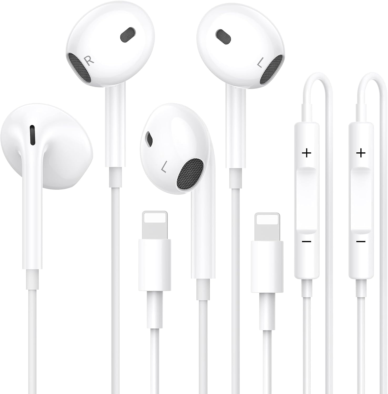 Amazon.com: 2 Pack Wired Headphones for iPhone Earbuds with Microphone ...