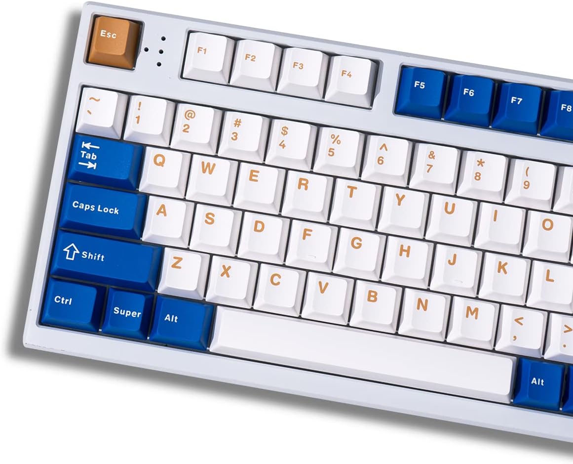 PBT Doubleshot Keycaps Blue White Cherry Profile Custom ISO ANSI ...